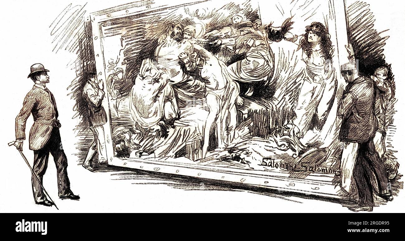 SOLOMON JOSEPH SOLOMON artist, depicted watching one of his massive ...