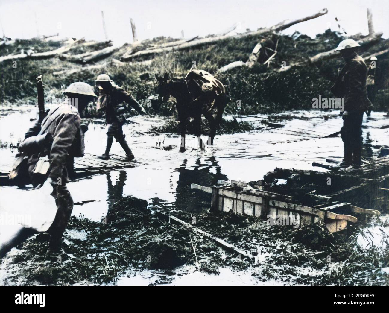 Crossing the Yser Canal at the Irish Guards HQ during the attack on the ...