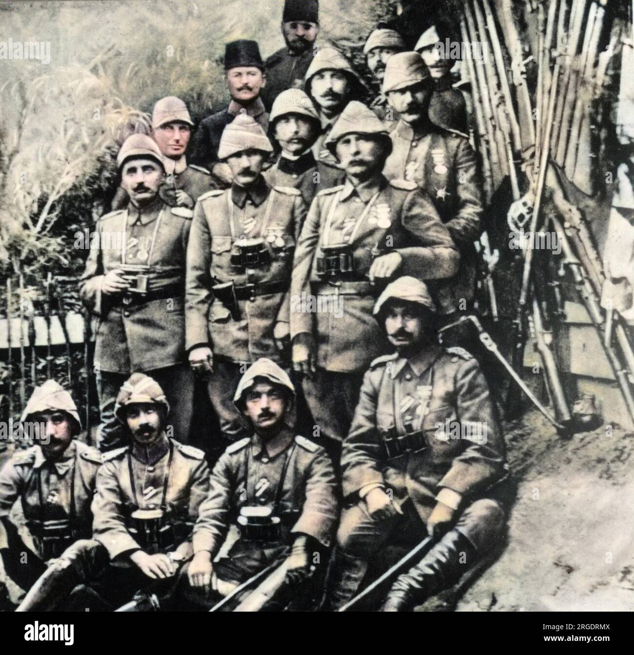 Mustafa Kemal Ataturk (centre, above row sitting) at Gallipoli during ...