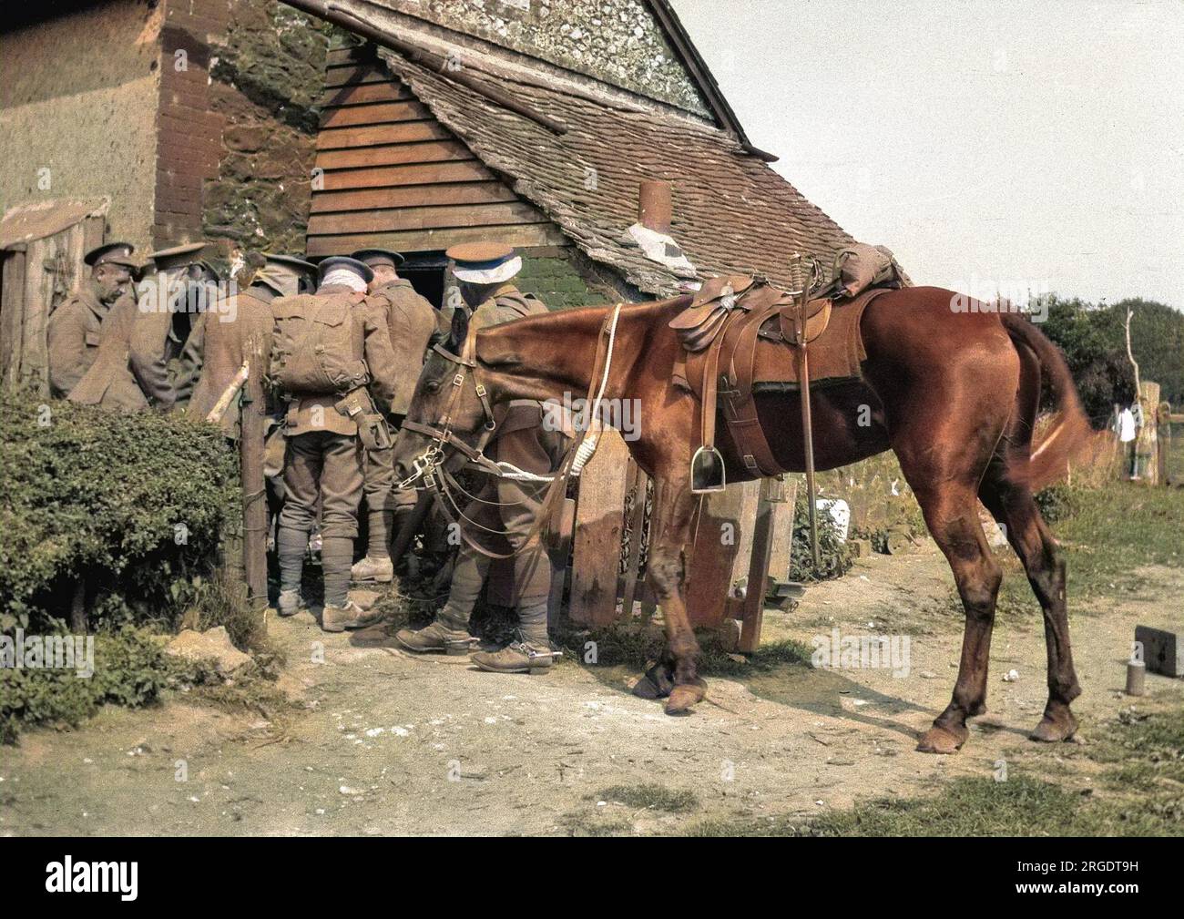 A group of soldiers and a horse at the army village of Tidworth, Wiltshire Stock Photo - Alamy