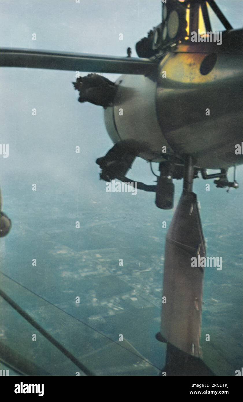 Aircraft in flight over fields, almost certainly an Avro Five (Type 619 ...