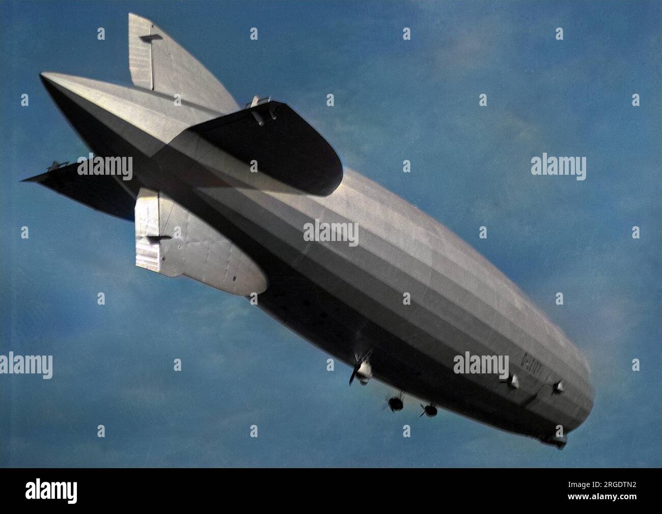 The German Graf Zeppelin airship in flight, viewed from below Stock ...