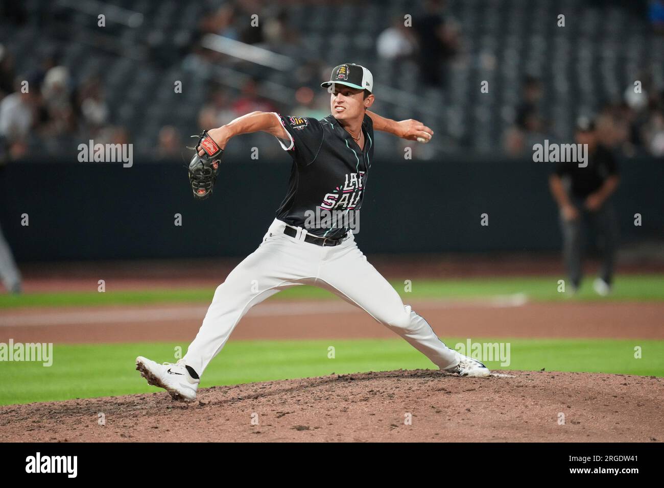 August 5 2023: Salt Lake pitcher Eric Torres (17) throws a pitch during ...