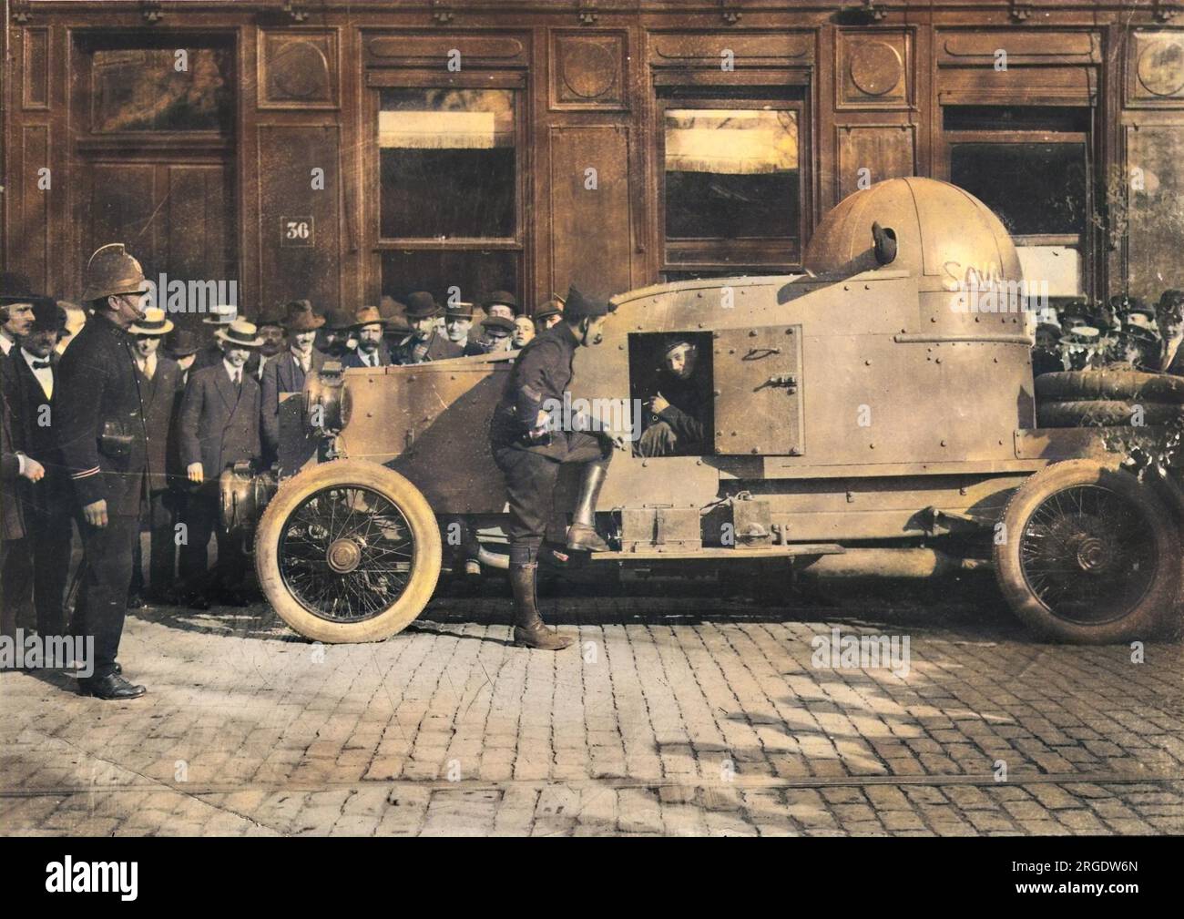 A SAVA armoured car, used by the Belgian army during the First World ...