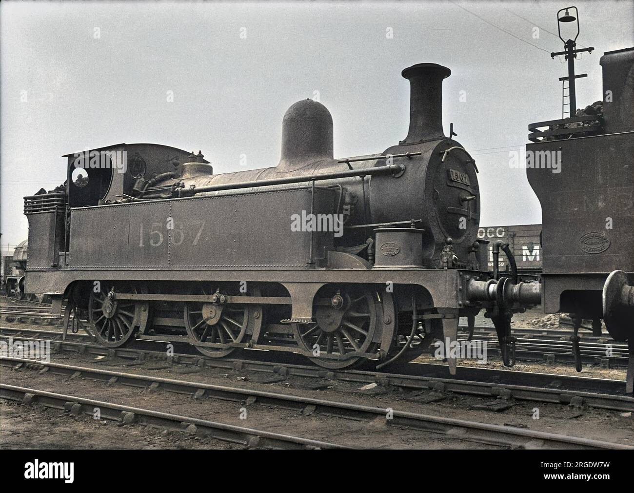 A steam engine on a railway track Stock Photo - Alamy