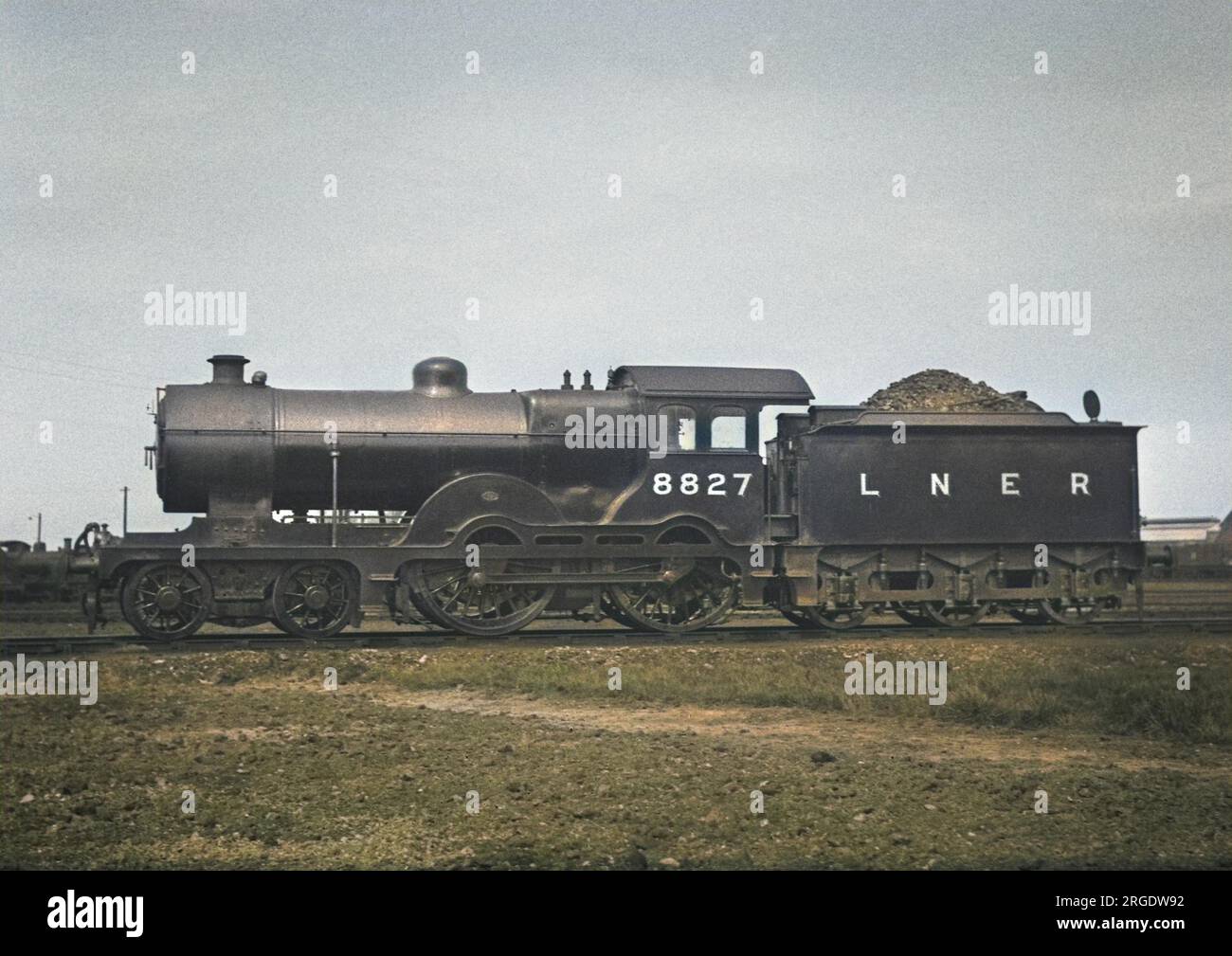 An LNER (London & North Eastern) steam engine on a railway track Stock ...