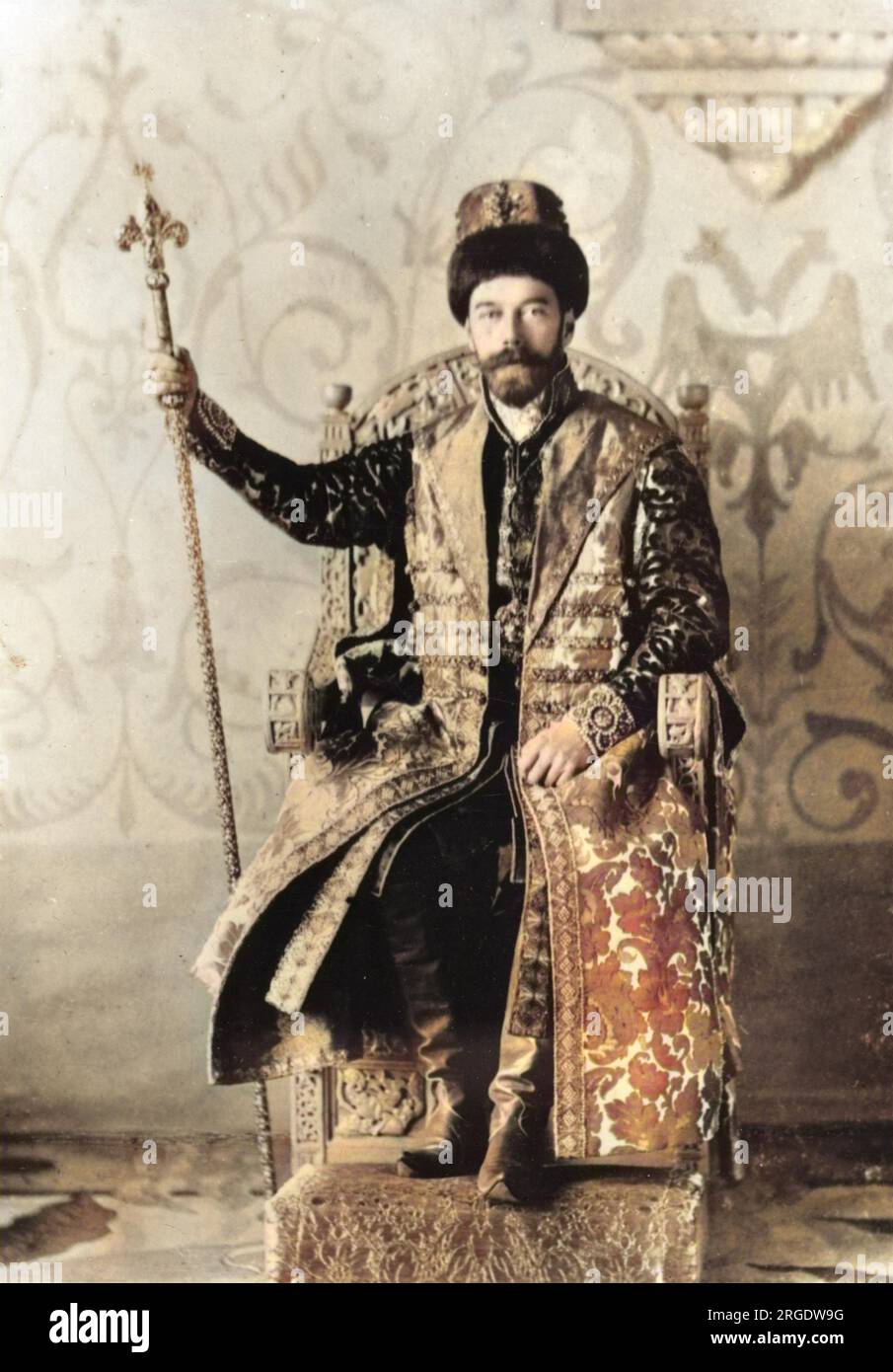 Tsar Nicholas II of Russia on 13 February 1903, sitting on a thrown in ...