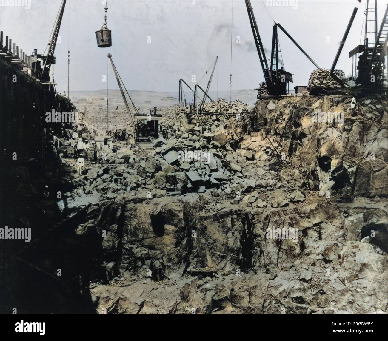 Excavation in progress for the Niles Aswan Dam in the Bab-El-Kibir ...