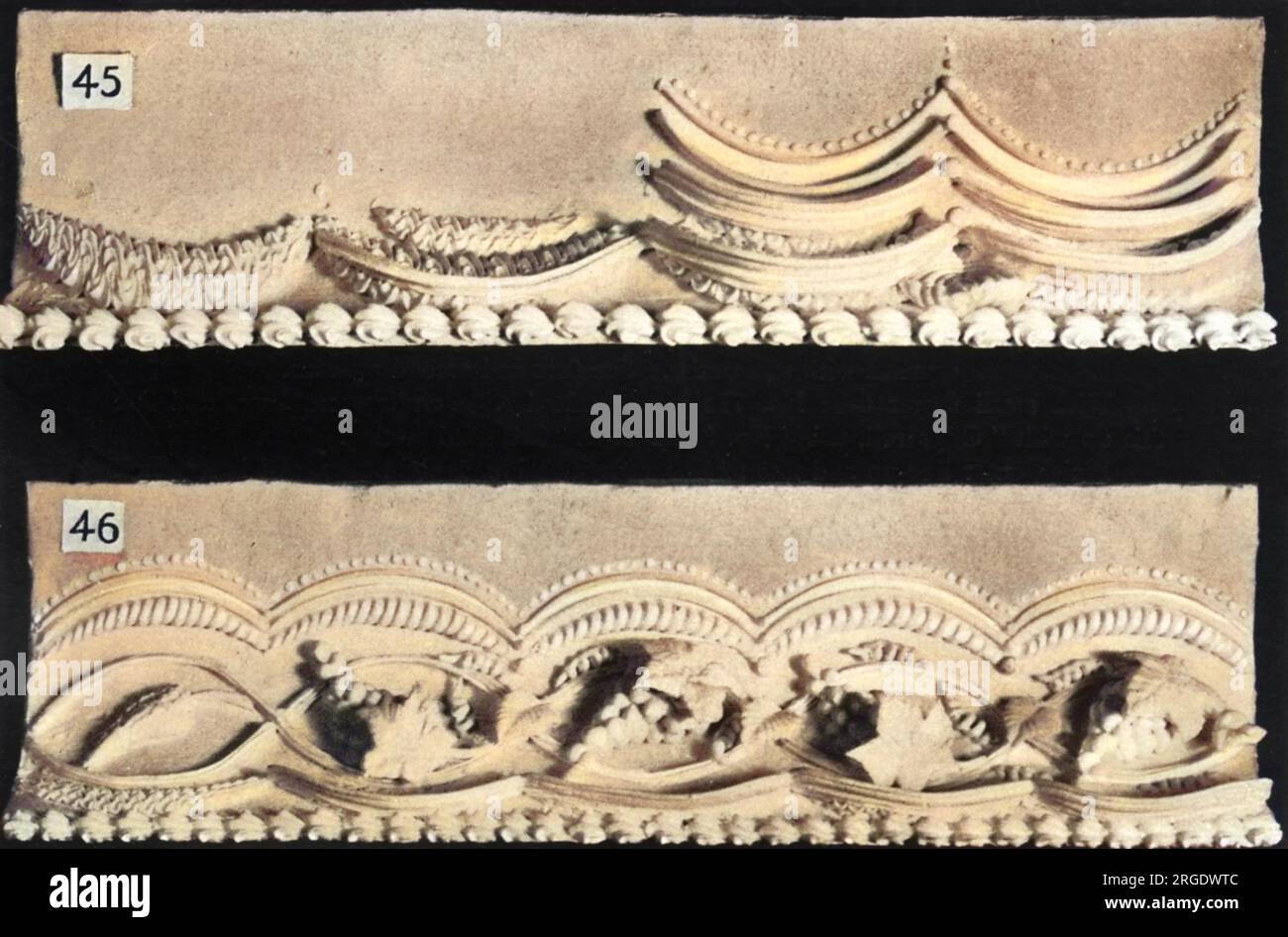 Cake Border and Side Scroll Designs (45) Crescent Scallop Border, (46 ...