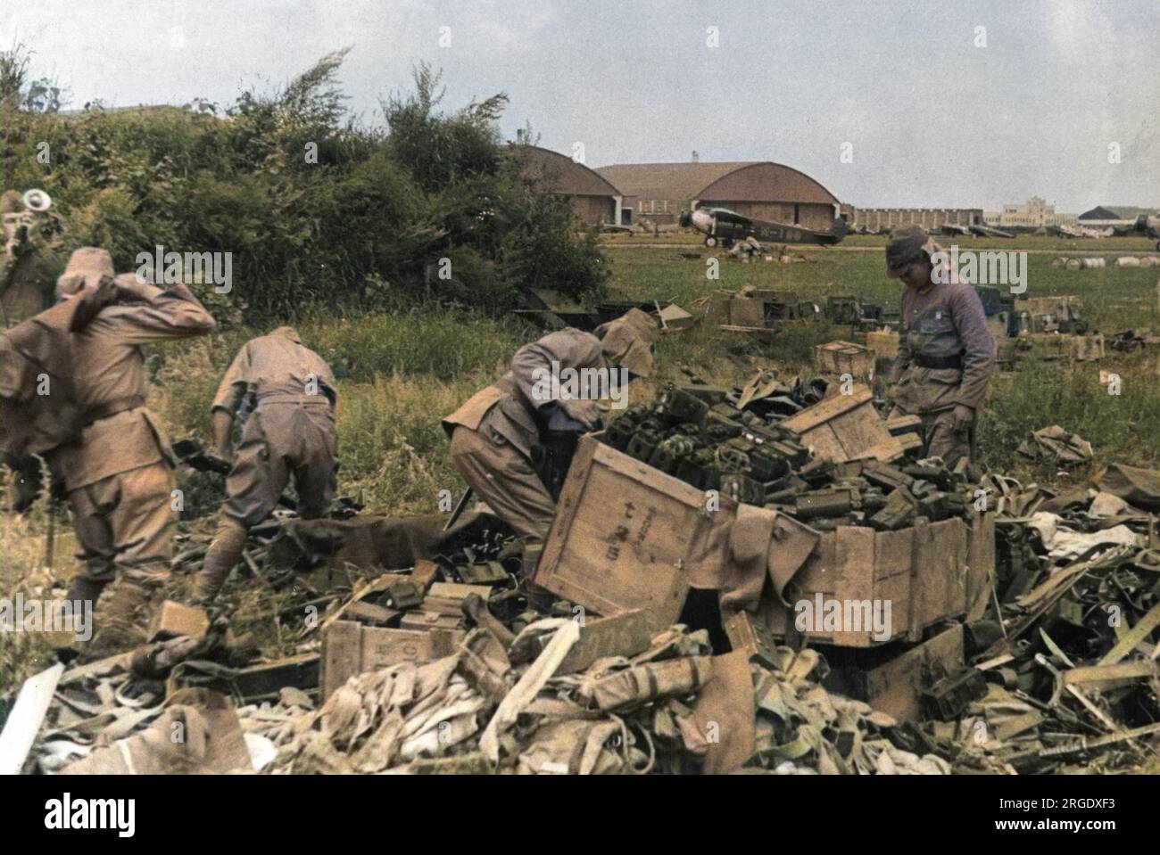 A scene at Mukden Airfield during the Japanese surrender to Soviet ...