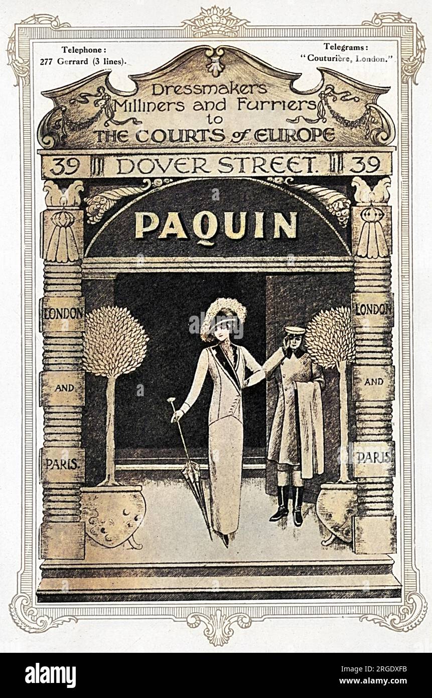 Advertisement for the fashion house, Paquin, 'dressmakers, milliners ...