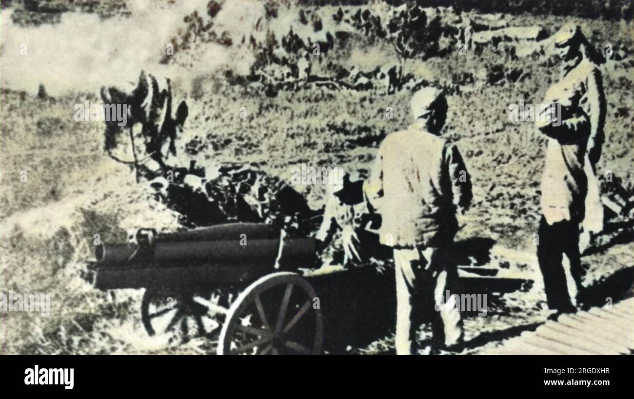 Chinese soldiers open fire on Japanese invaders during the Sino ...