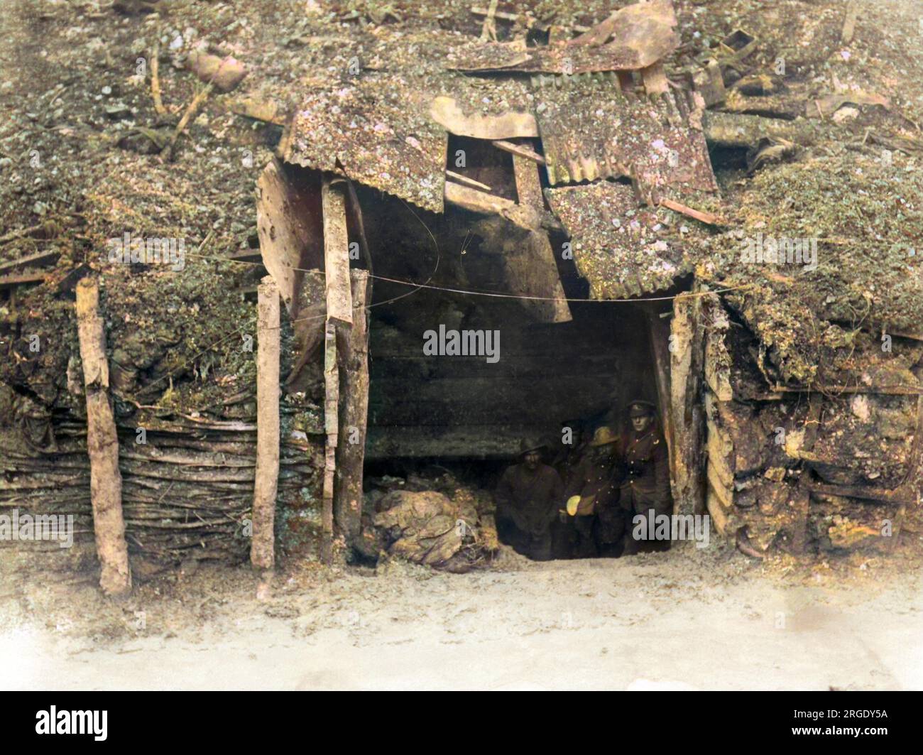 A captured German dugout during the British advance on the Western ...