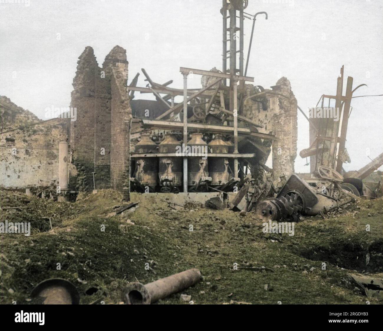 A ruined sugar factory in Serre near Ancre on the Western Front in ...