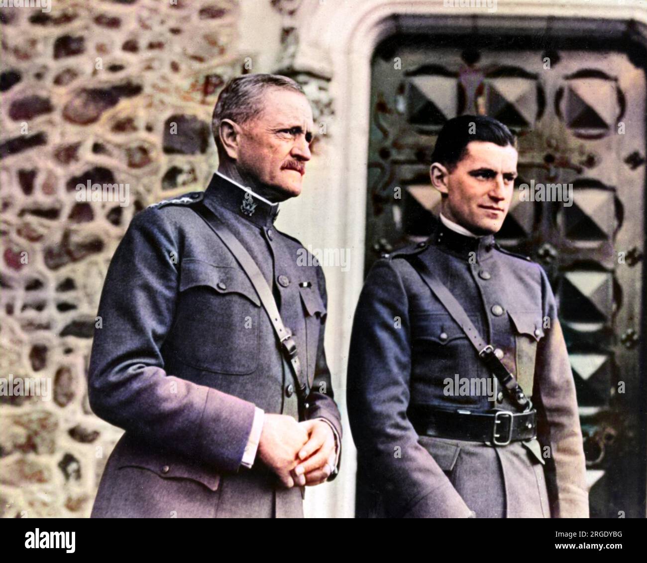 General John Pershing (left), American Commander-in-Chief, in France ...