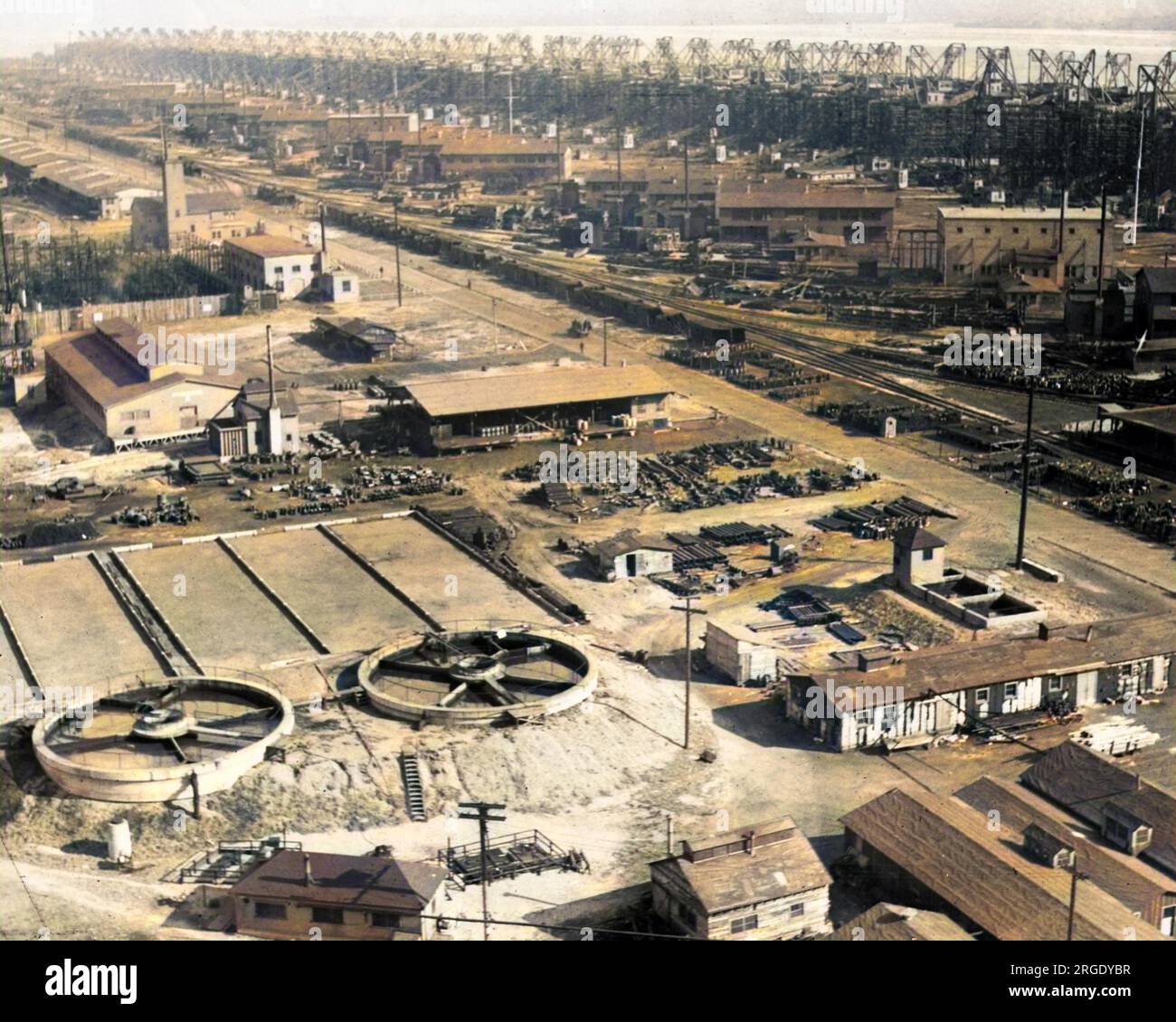 Aerial view of Hog Island, Philadelphia, USA. It was set up in 1917 for ...