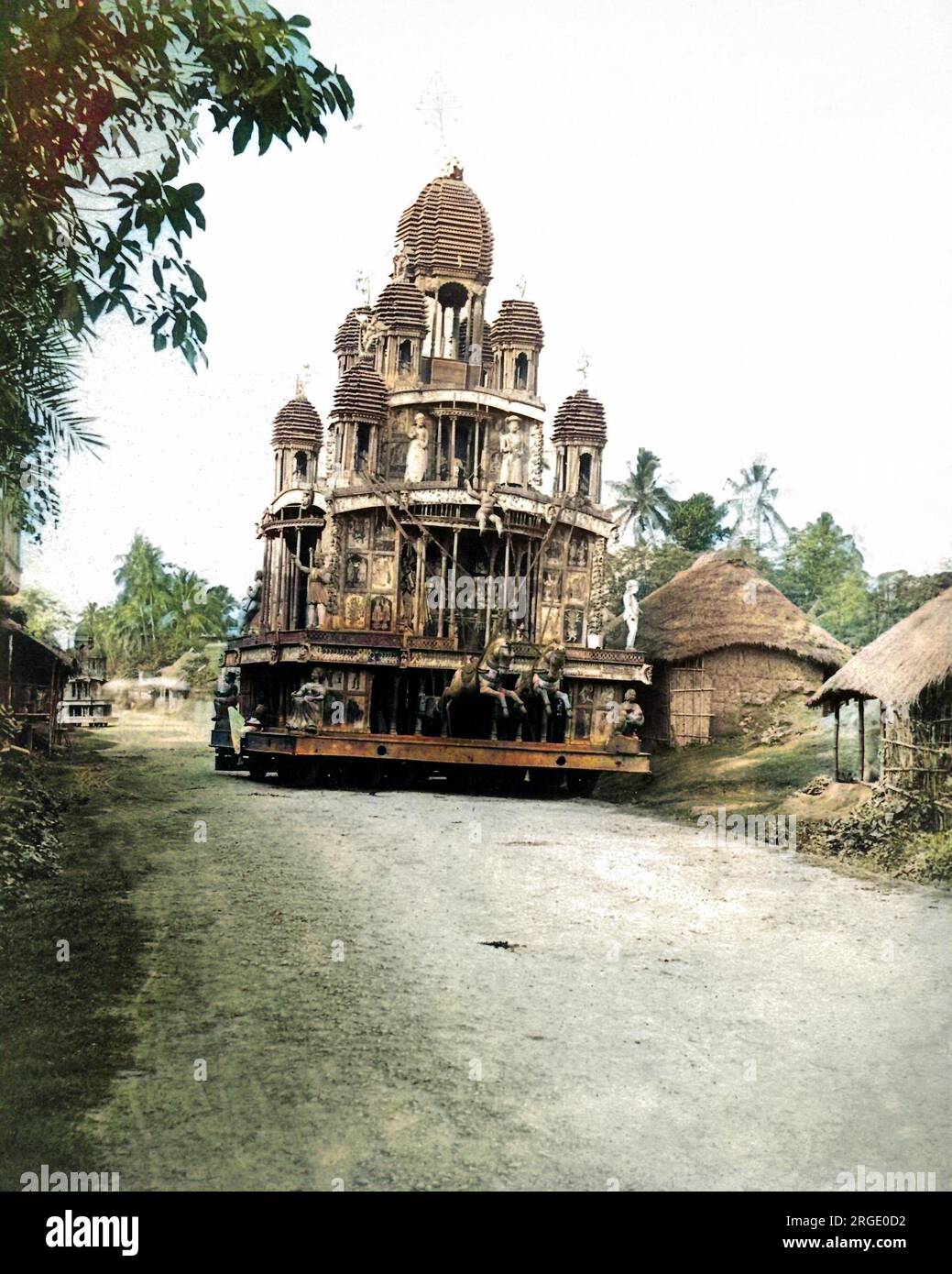 Festival Car on a road in India, as part of the Hindu Ratha-Yatra or ...