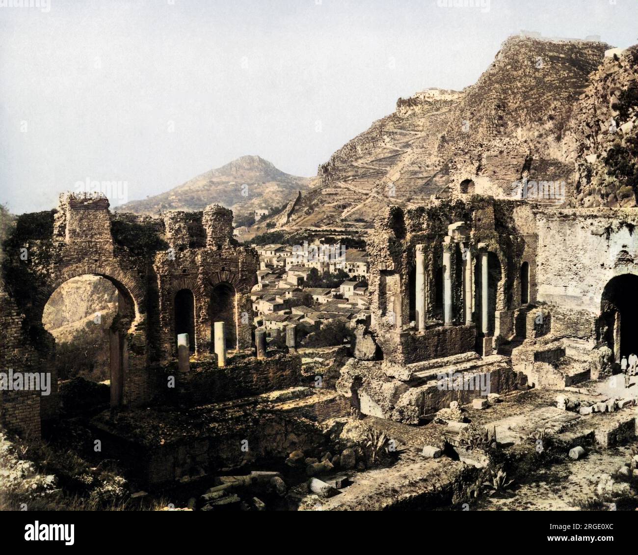 Remains of a Greek theatre, Taormina, Sicily Stock Photo - Alamy
