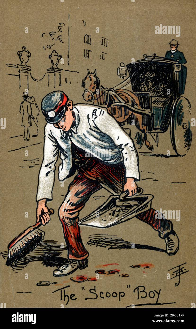 The 'Scoop' Boy - a young lad clearing up (before and after) horse ...
