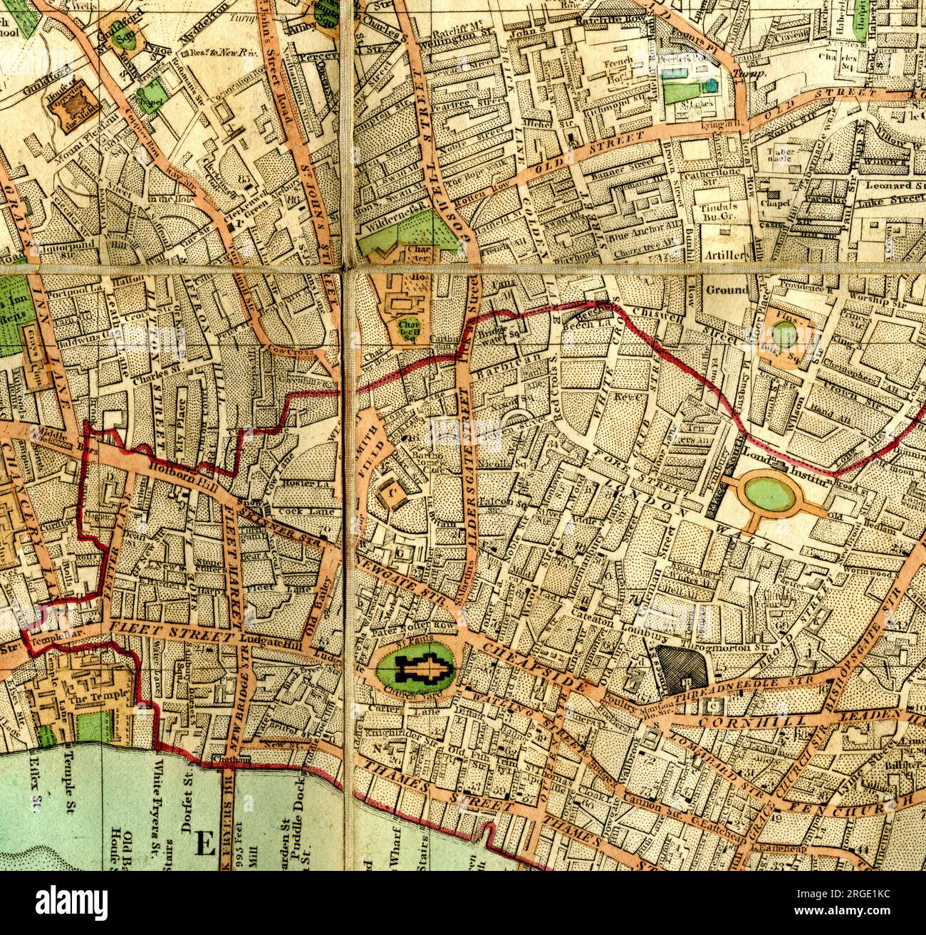 Copperplate map london st pauls hi-res stock photography and images - Alamy