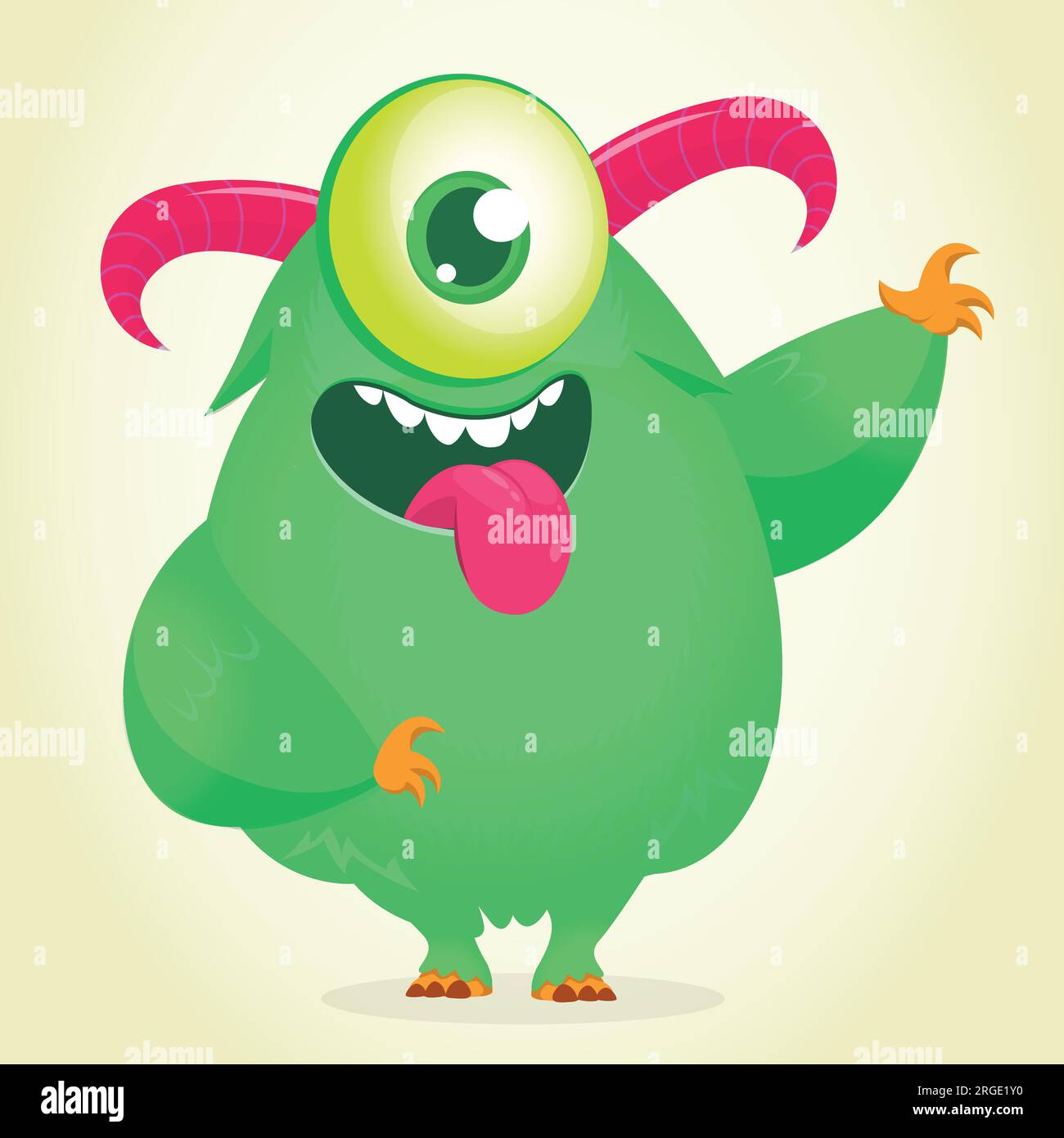 Funny cartoon monster character. Illustration of cute and happy alien ...