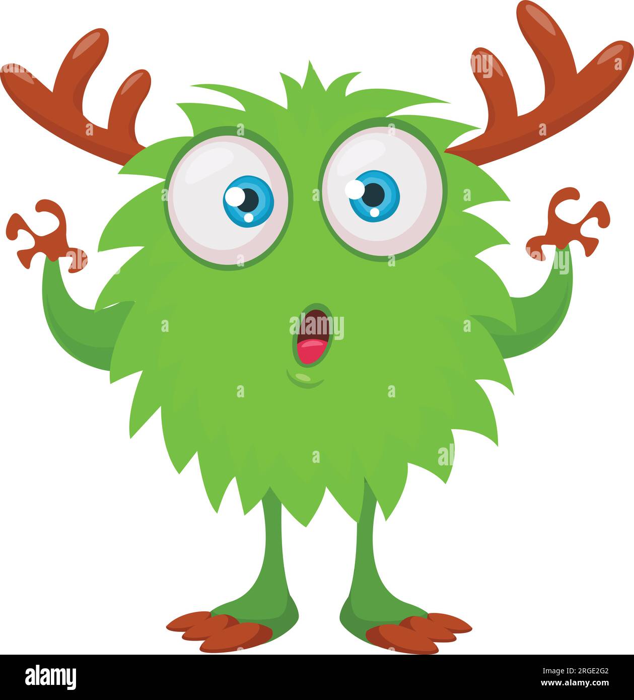 Funny cartoon monster character. Illustration of cute and happy alien ...