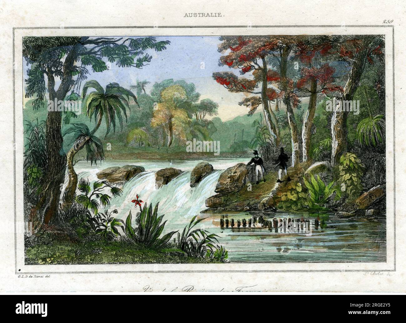Waterfall engraving hi-res stock photography and images - Alamy