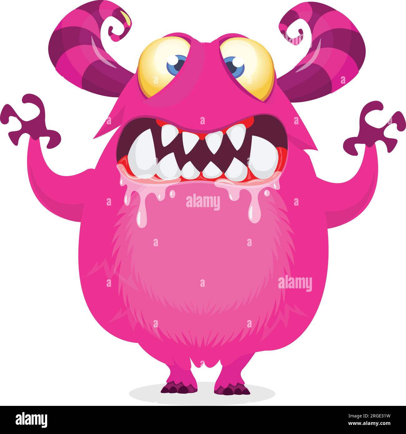 Funny cartoon monster character. Illustration of cute and happy alien ...