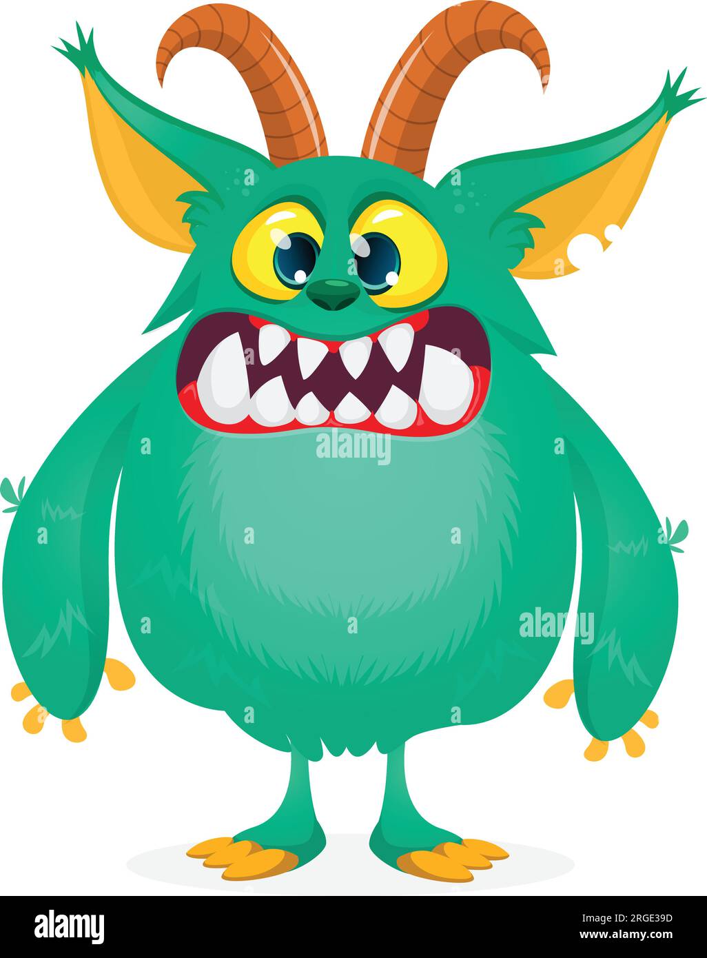 Funny cartoon monster character. Illustration of cute and happy alien ...