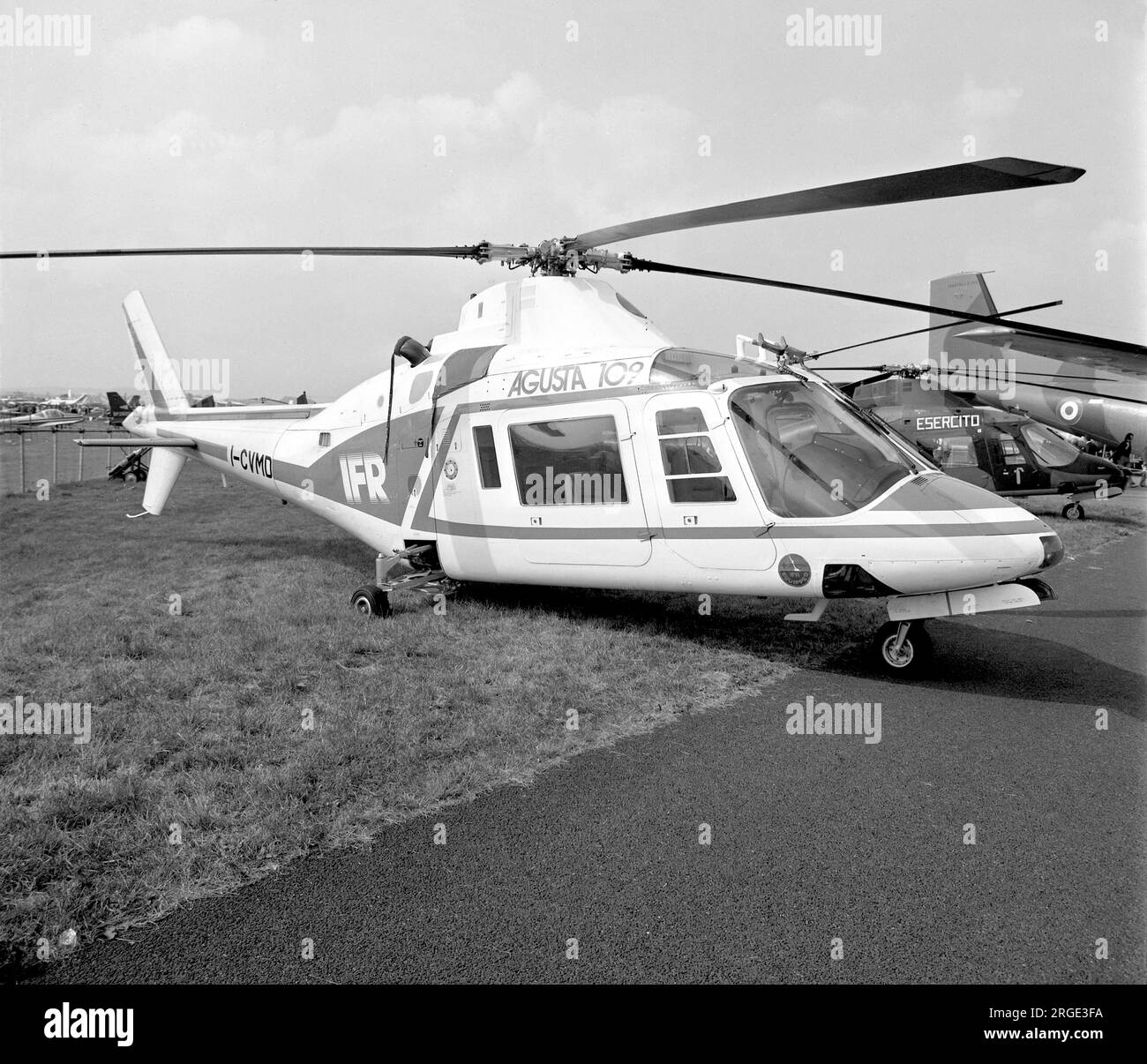 Agusta 109A I-CVMD (msn 7107), at the SBAC Farnborough Airshow, from 3 ...