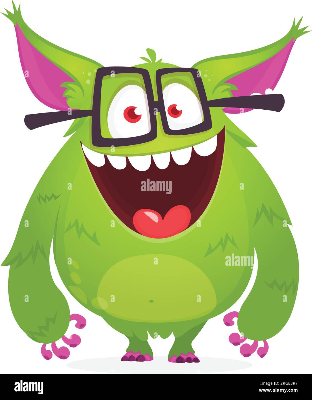 Funny cartoon monster character. Illustration of cute and happy alien ...