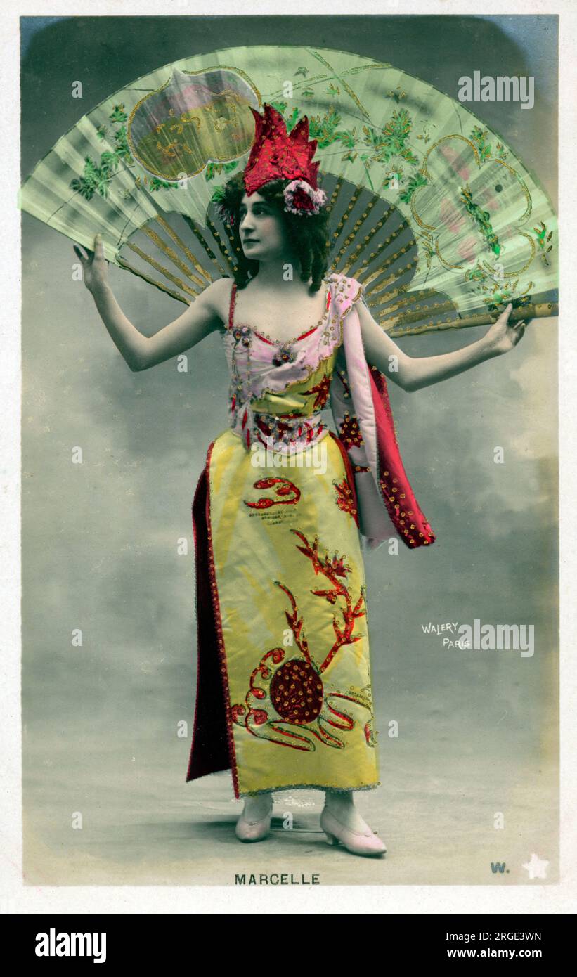 Marcelle - French Dancer with elaborate fan-based costume Stock Photo ...