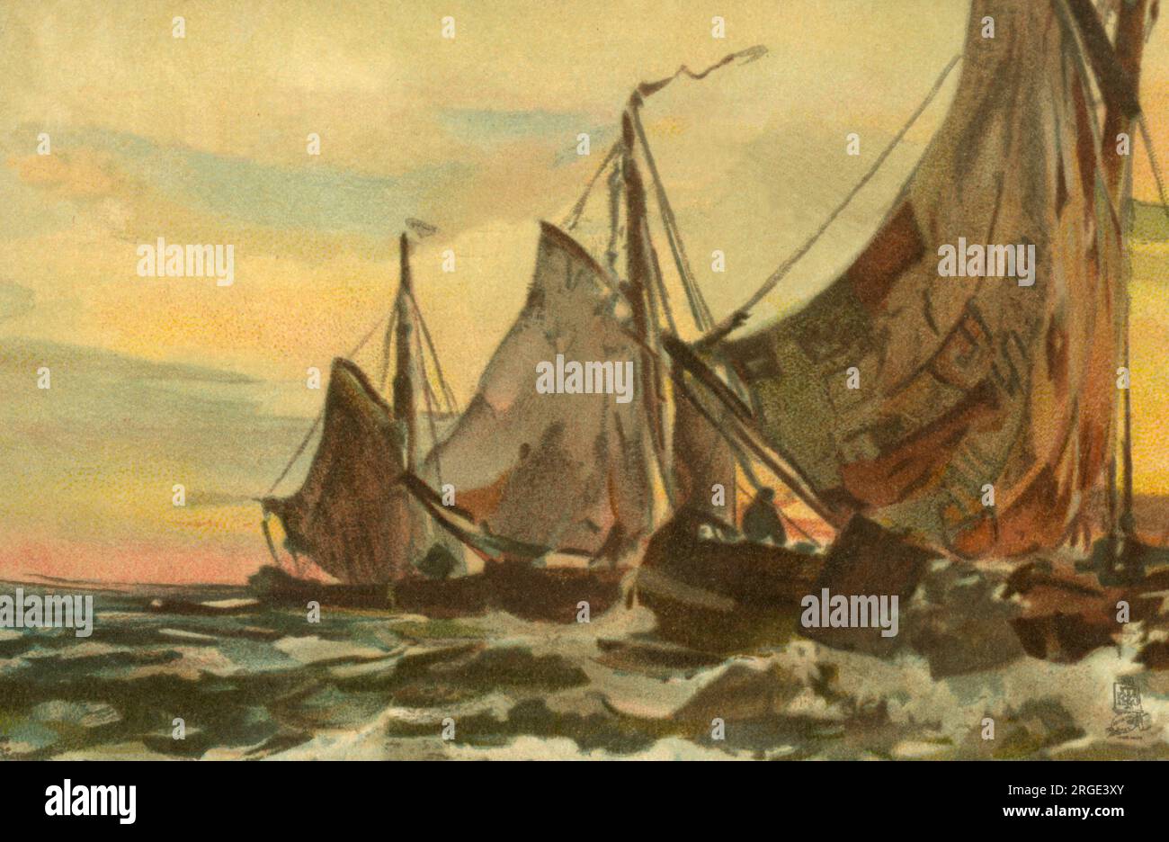 Three Fishing Trawlers at sea Stock Photo - Alamy