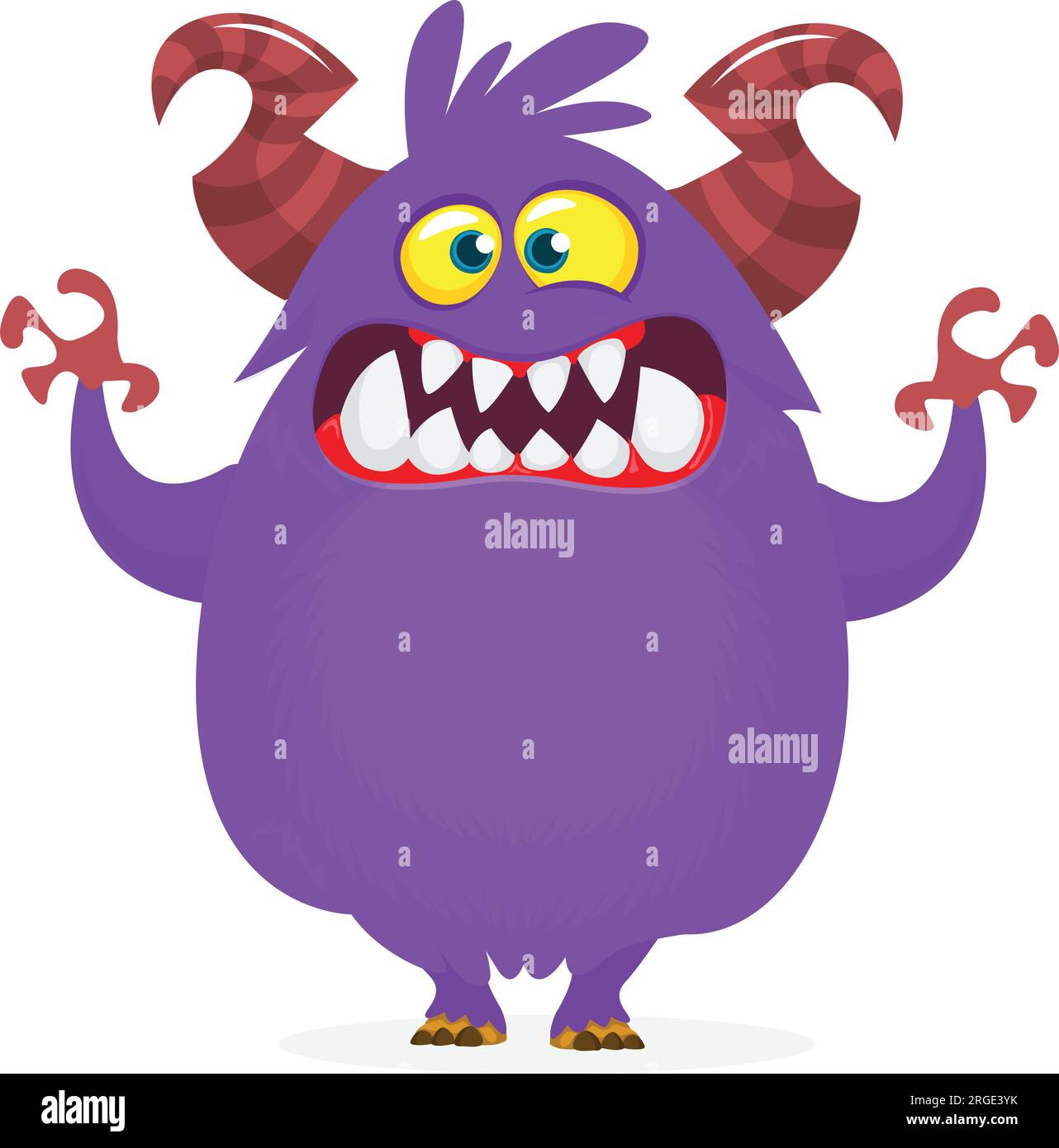 Funny cartoon monster character. Illustration of cute and happy alien ...