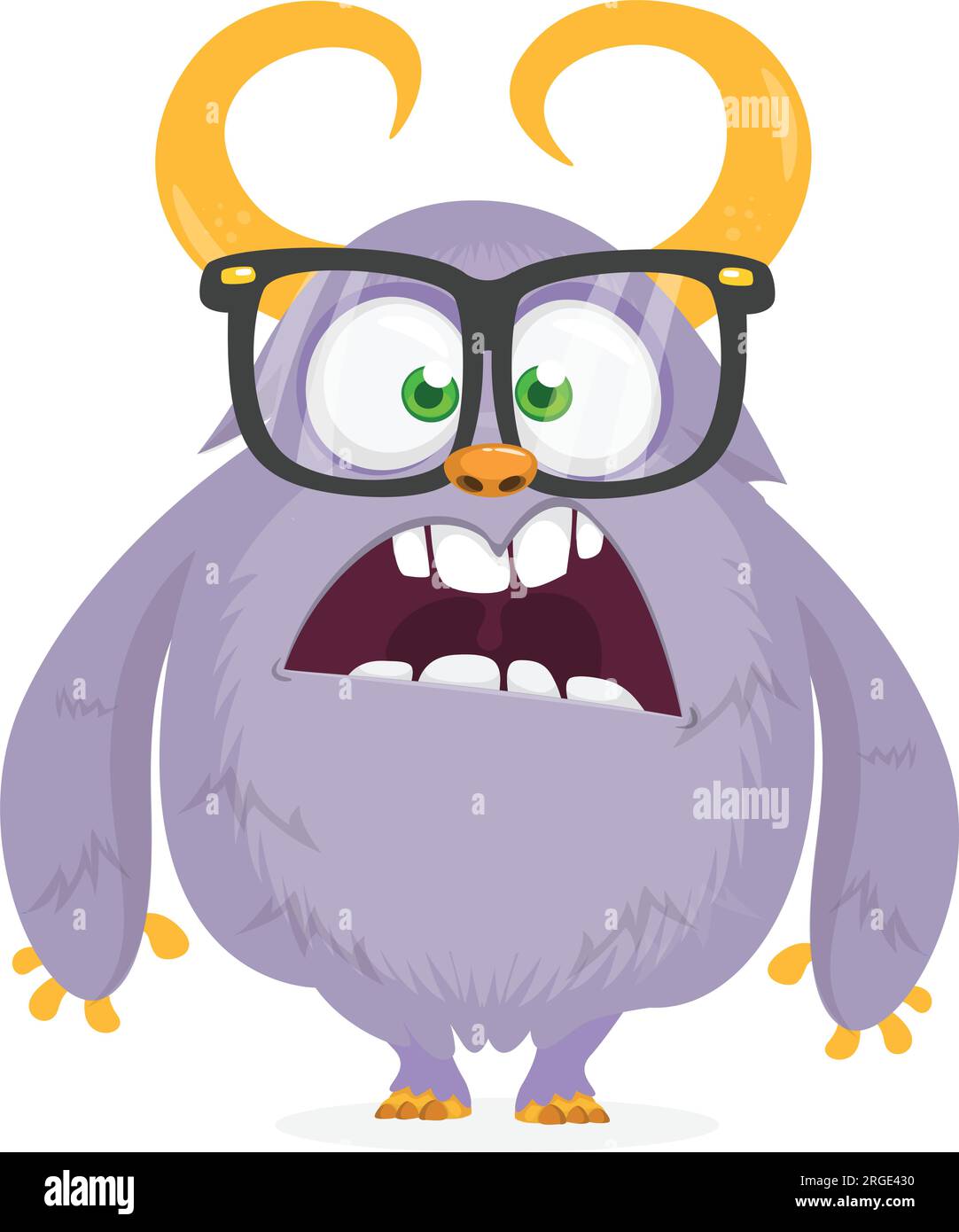 Funny cartoon nerd furry monster character with eyeglasses ...