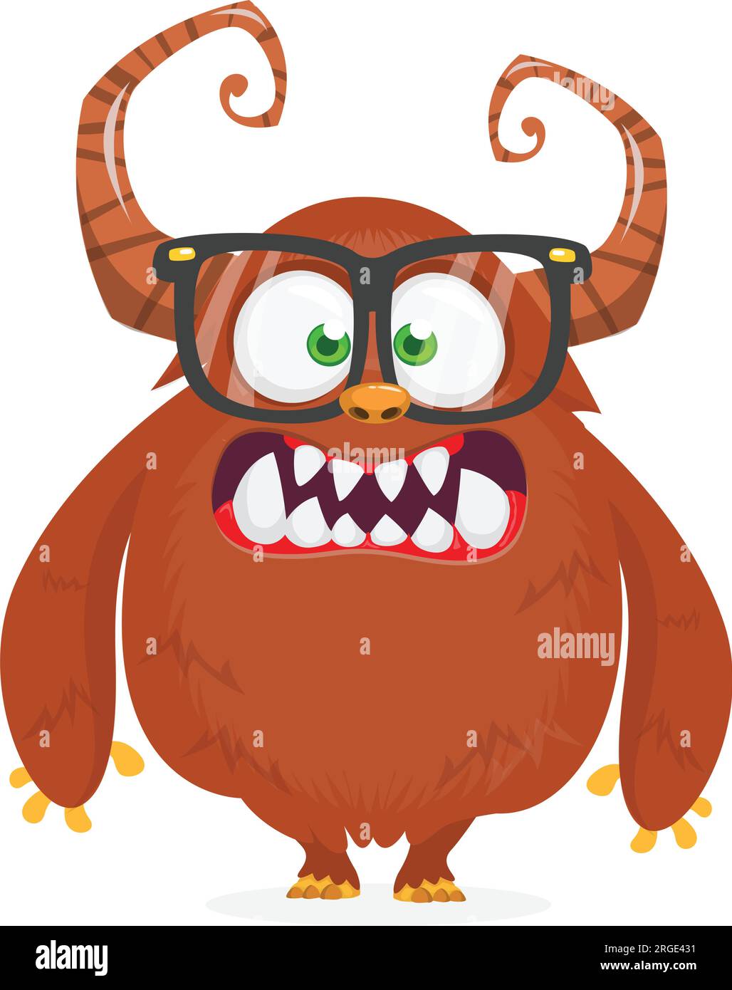 Scary cartoon furry monster character. Illustration of cute and happy ...