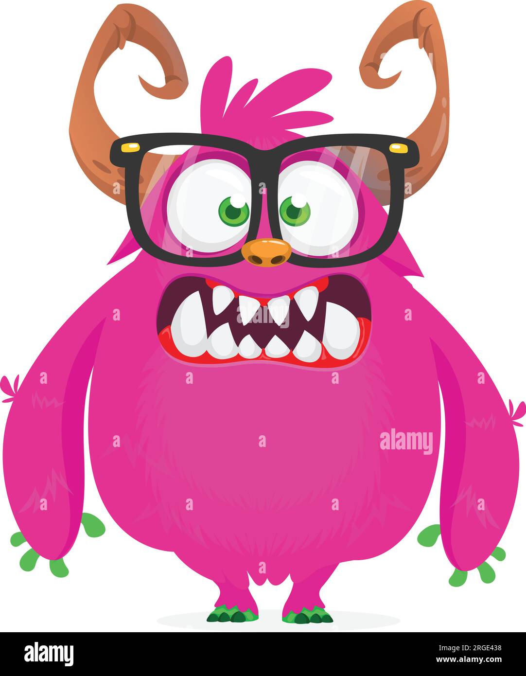 Funny cartoon smiling furry monster character. Illustration of cute and ...
