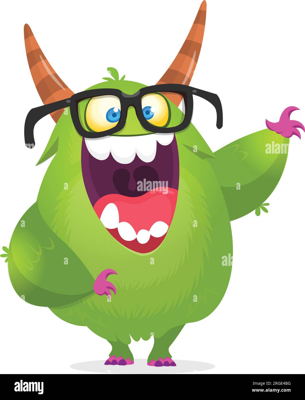 Funny cartoon smiling furry monster character. Illustration of cute and ...