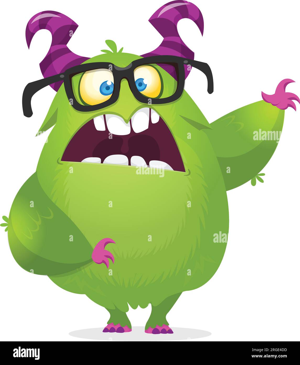 Funny cartoon smiling furry monster character. Illustration of cute and ...