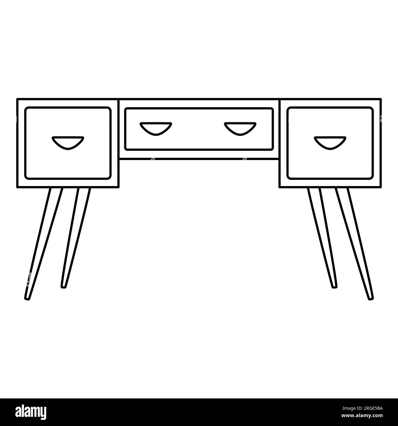 Desk table for work or study, doodle style flat vector outline ...