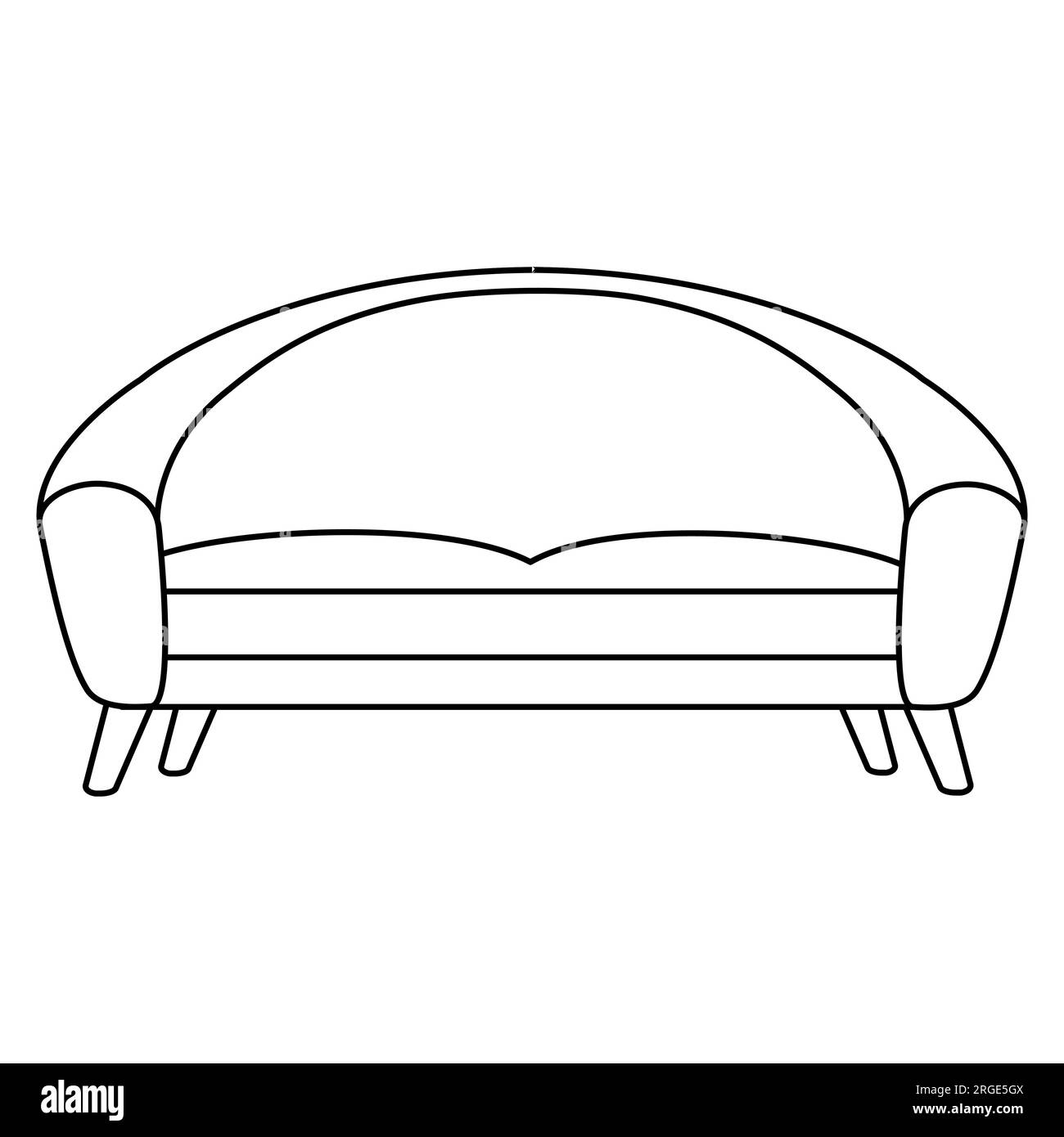 Comfortable sofa, doodle style flat vector outline illustration for ...