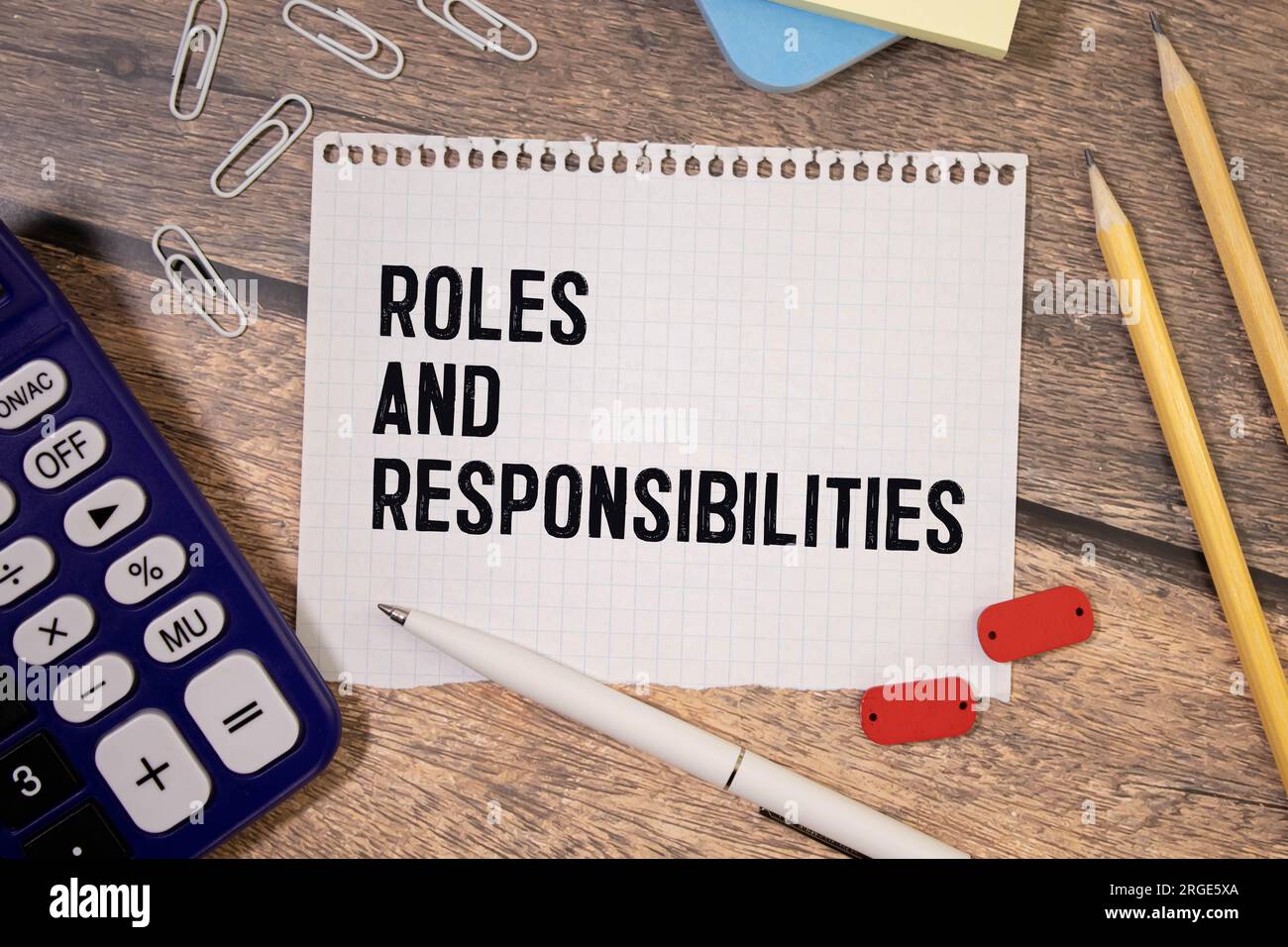 Roles and Responsibilities, text words typography written on book ...