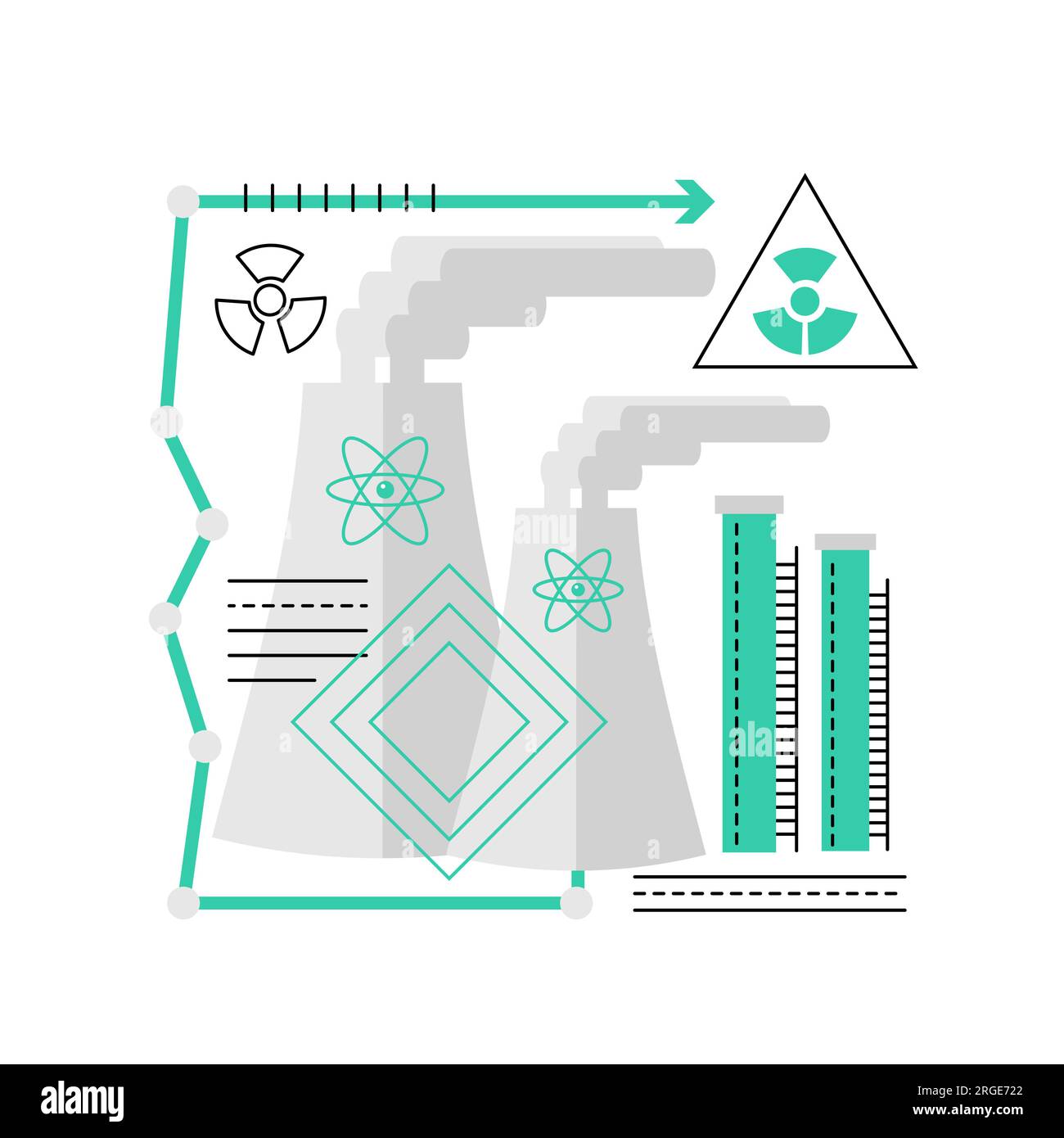 Nuclear power station. Nuclear energy plant, nuclear reactor ...