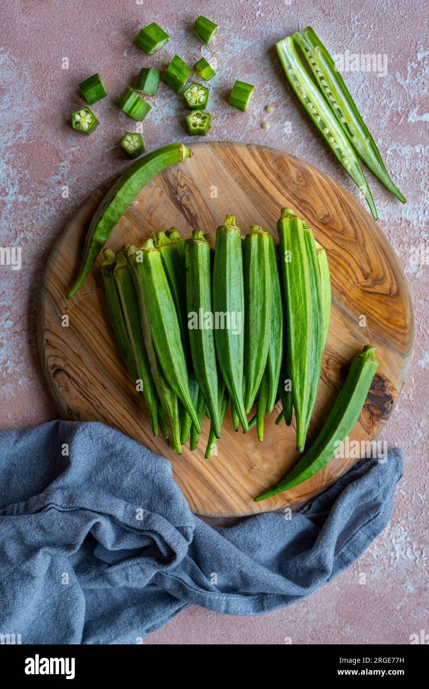 Green okra pods hi-res stock photography and images - Alamy