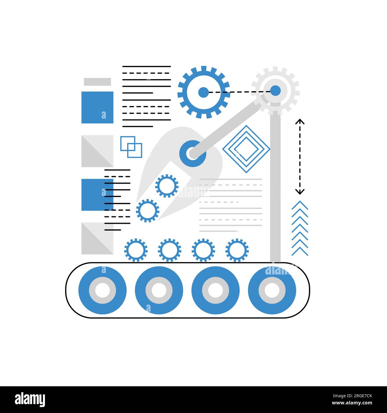 Factory automation conveyor. Robotic industrial arm, innovative ...