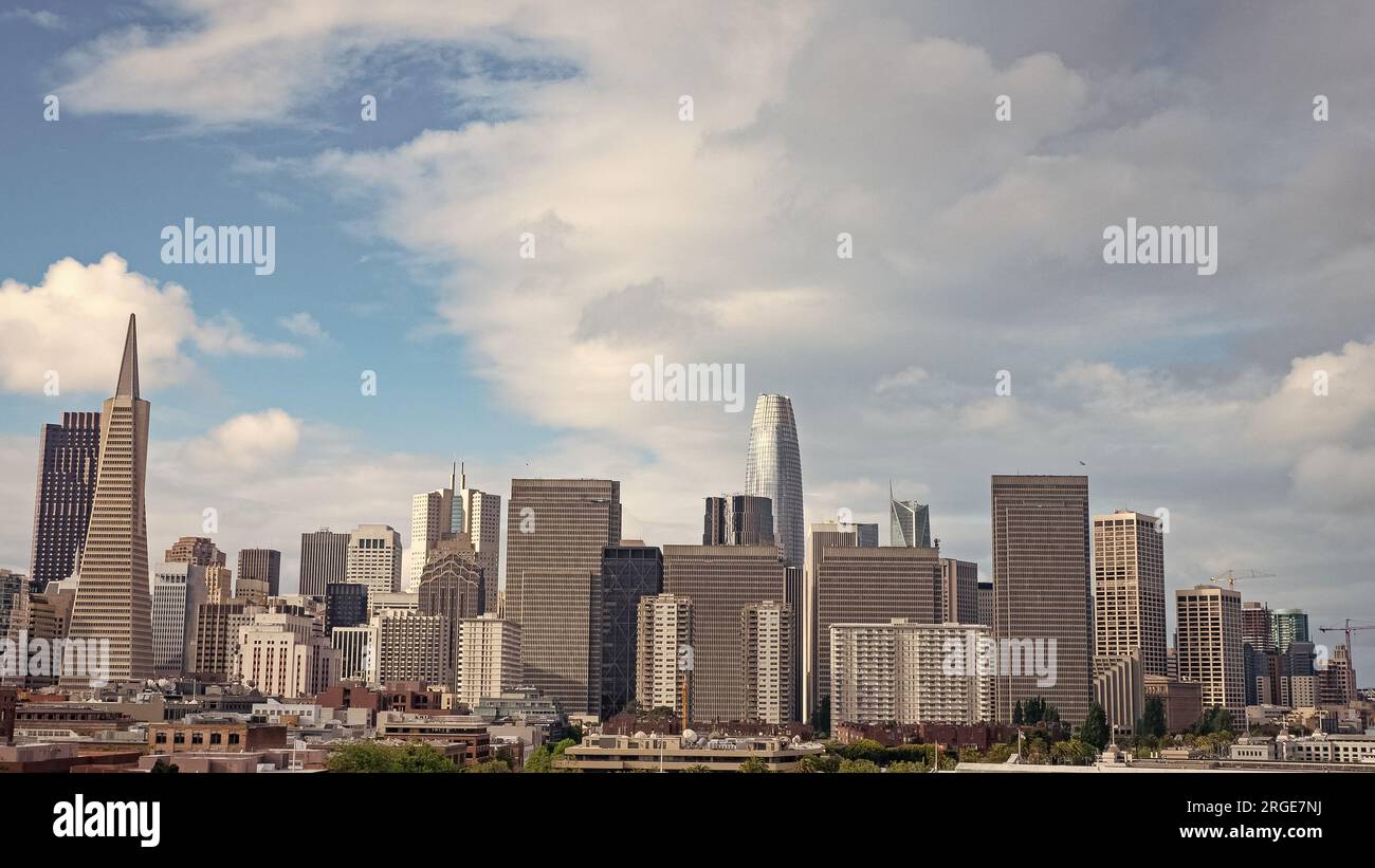 view on downtown architecture building skyline at daylight ...