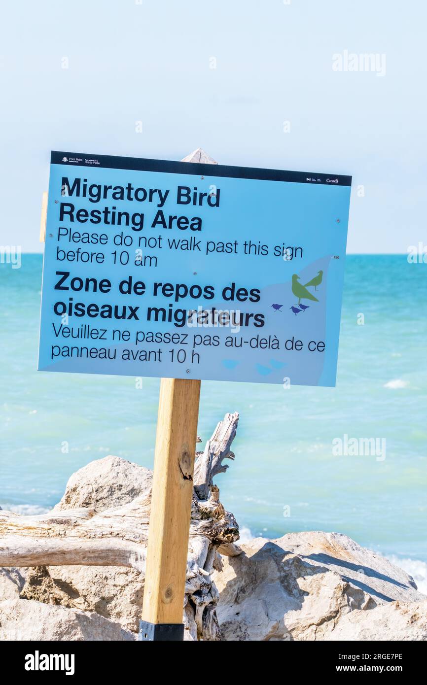 Sign posted at Point Pelee National Park requesting that visitors not ...