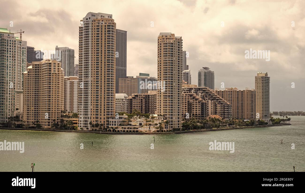 miami skyline skyscraper high building with cityscape view. horizon ...