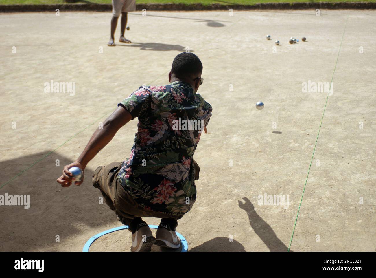 The game of boule being played in Vanuatu, Oceania Stock Photo - Alamy