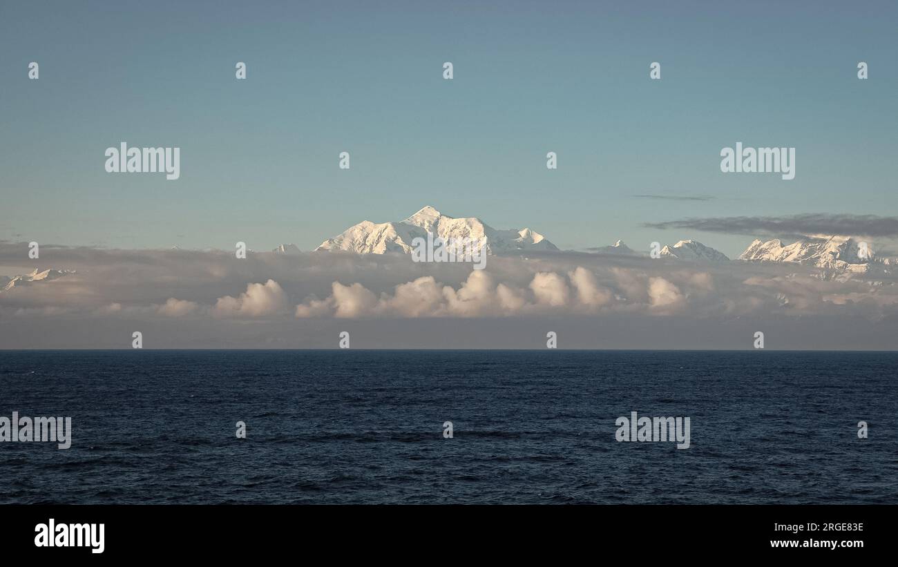 beautiful natural mountainscape with sea horizon. scenery and peaceful mountainscape with ...